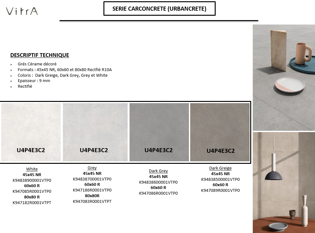 CARRELAGE GREY R10A 60X60CM. CARCONCRETE. REF : CAR127 | Denis matériaux